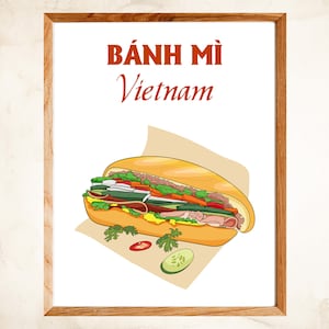 Banh Mi Vietnam Poster: Retro Vietnamese Sandwich Art (printable) - Etsy