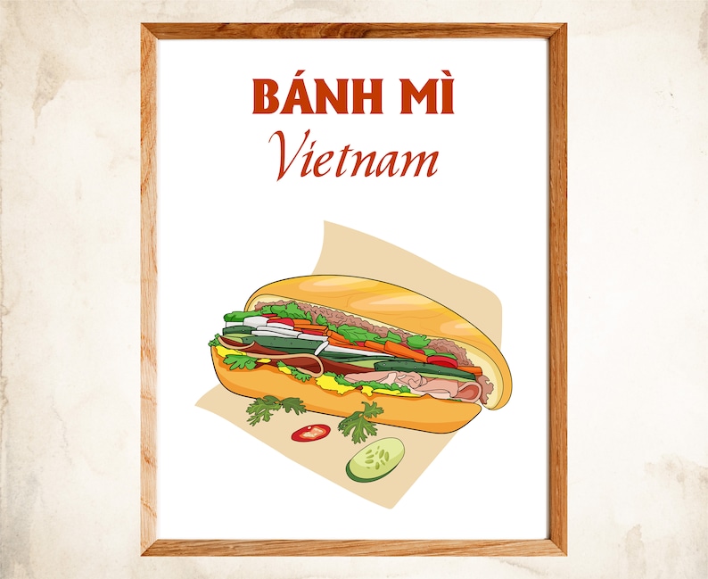 Banh Mi Vietnam Poster: Retro Vietnamese Sandwich Art (printable) - Etsy