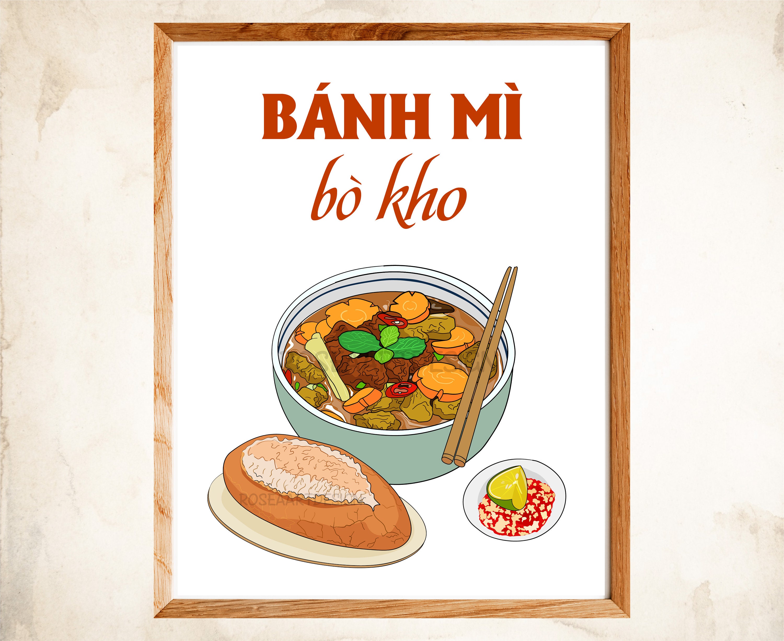 Banh Mi Bo Kho Poster, Beef Stew With Baguette, Bò Kho, Vietnamese ...