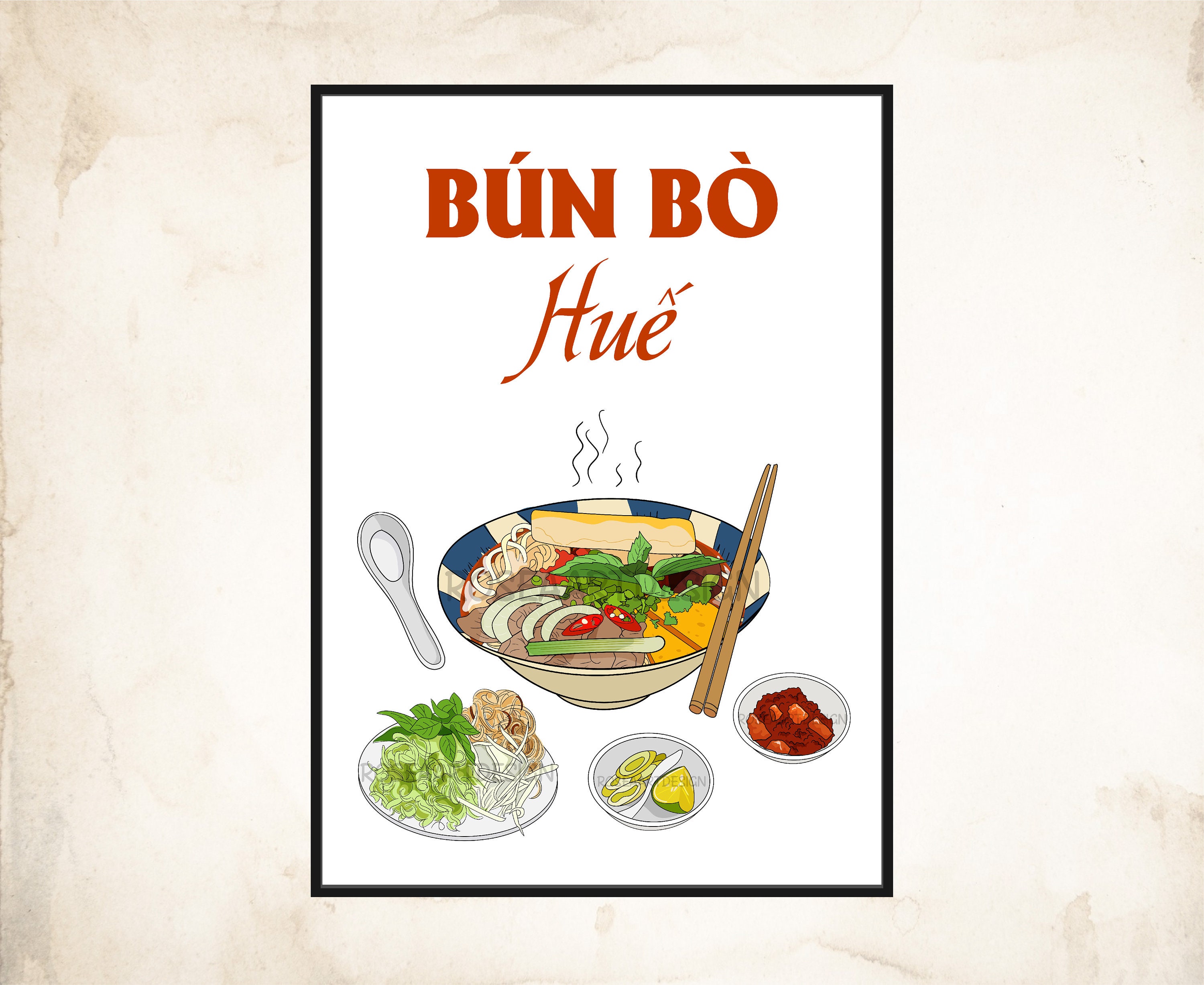 Bun Bo Hue Poster, Spicy Beef Noodle Soup, Bún Bò Huế Việt Nam, Vietnam ...
