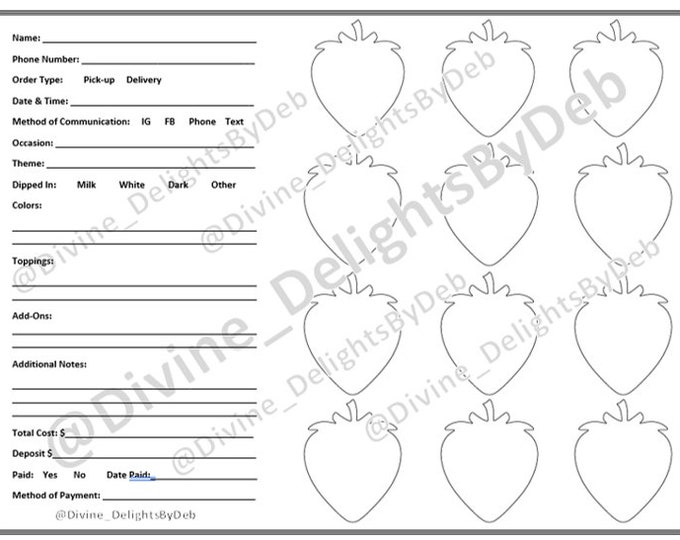 Strawberry Order Template - Etsy