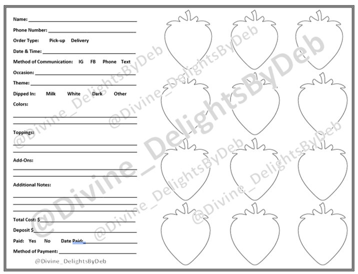 Strawberry Order Template - Etsy
