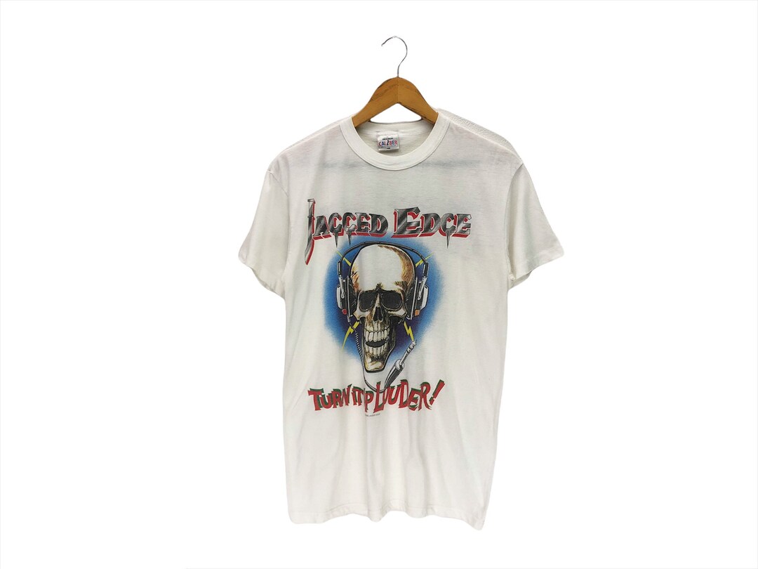Vintage 80s 1988 Jugged Edge Turn It up Louders Glam Metal World Tour T ...