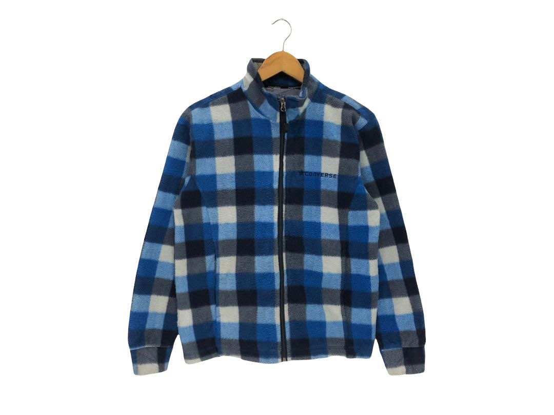 Vintage Converse Small Logo Fleece Tartan Zipper Jacket Converse All ...