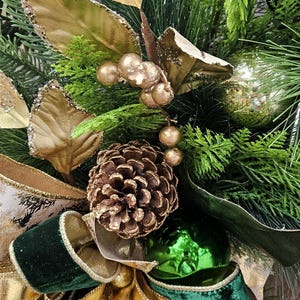 Emerald Green and Gold Christmas Wreath, Holiday Front Door Wreath ...