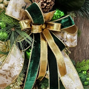 Emerald Green and Gold Christmas Wreath, Holiday Front Door Wreath ...