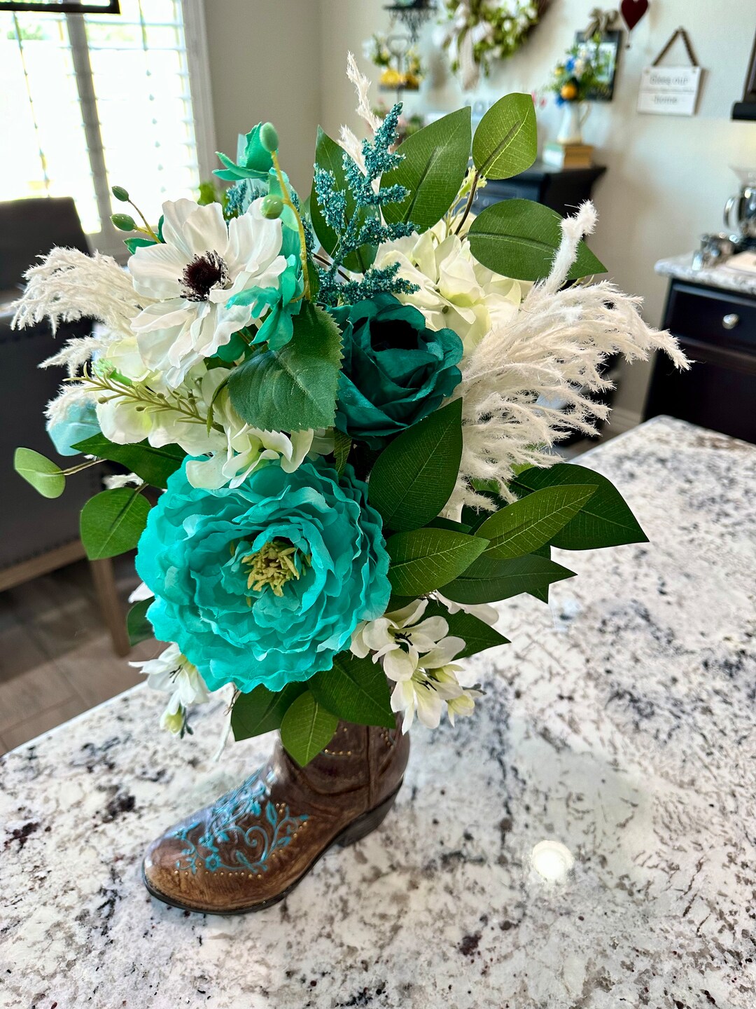 Cowboy Boot Arrangement, Boho Western Decor, Western Inspired ...