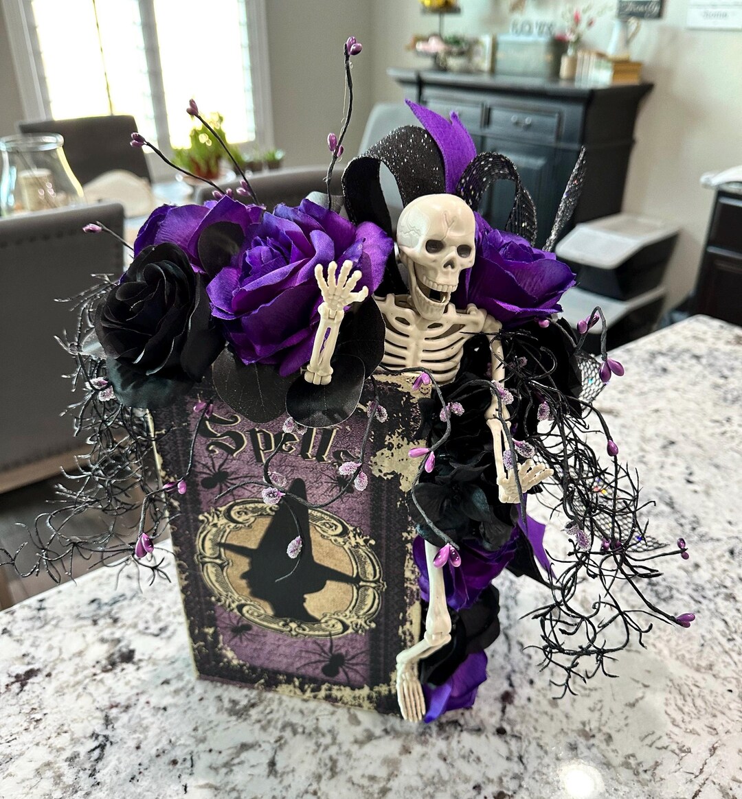 Spooky Halloween Centerpiece, Halloween Book Box With Skeleton ...