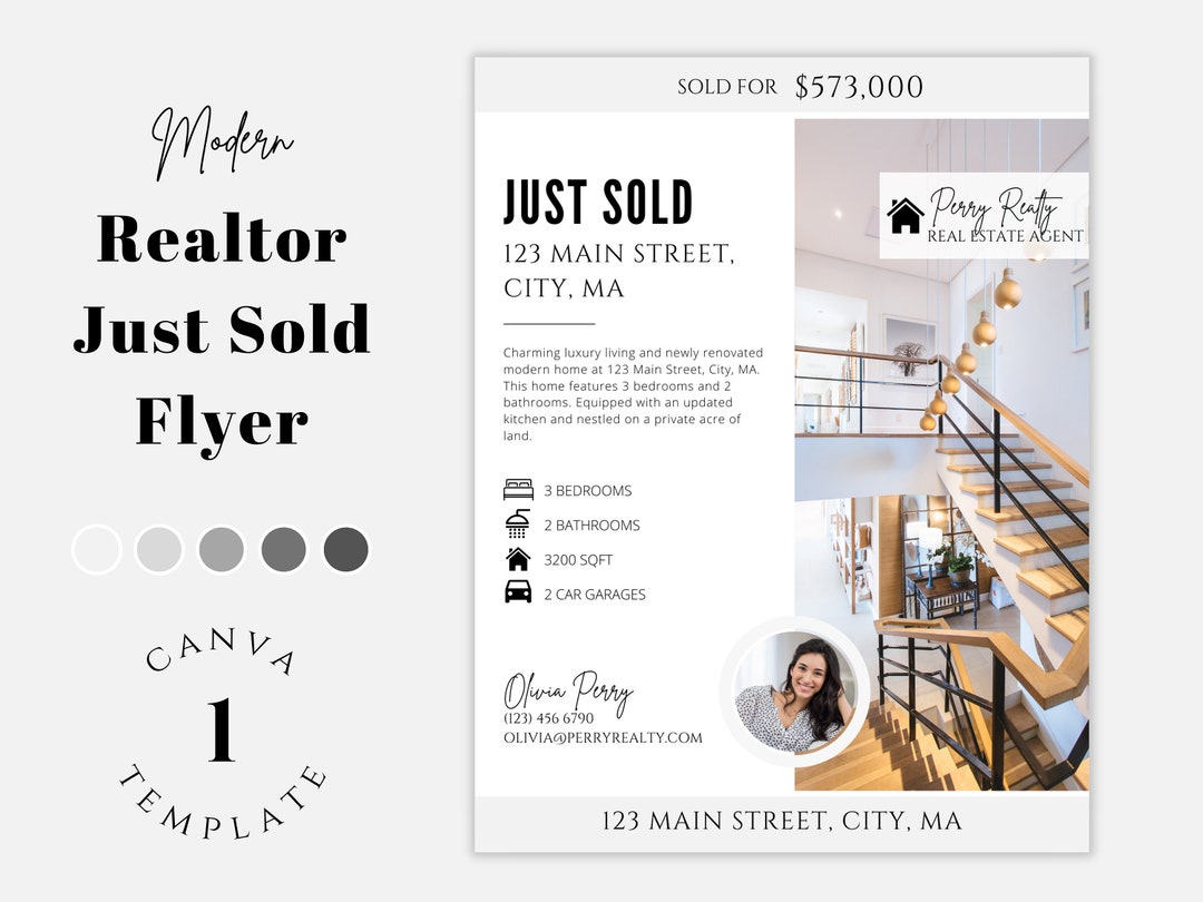 Real Estate Just Sold Flyer Template, Realtor Marketing, Real Estate ...