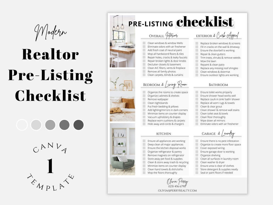 Real Estate Pre-listing Checklist Template, Real Estate Marketing ...