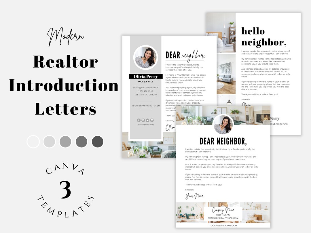 Real Estate Introduction Letter, Canva Template, Real Estate Marketing ...