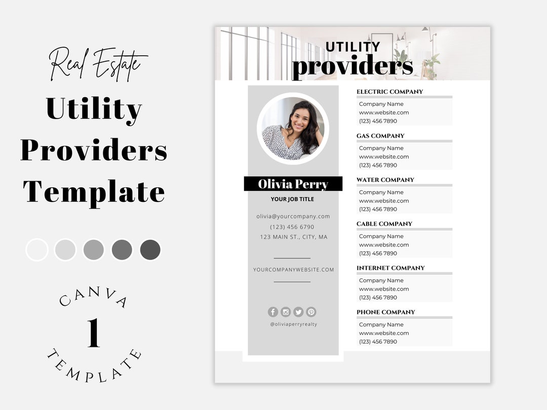 Utility Providers Template, Real Estate Template, Utilities List ...
