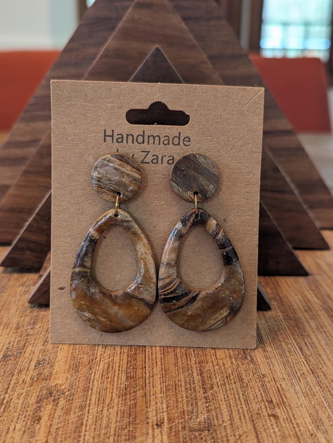 Desert Mirage – Marbled Teardrop Polymer Clay Earrings - Etsy
