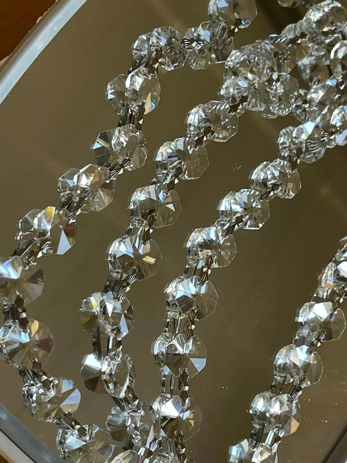 3.3 Feet Chandelier CRYSTAL BEAD Chain Prism Parts AAA 30% Lead K9 14mm ...