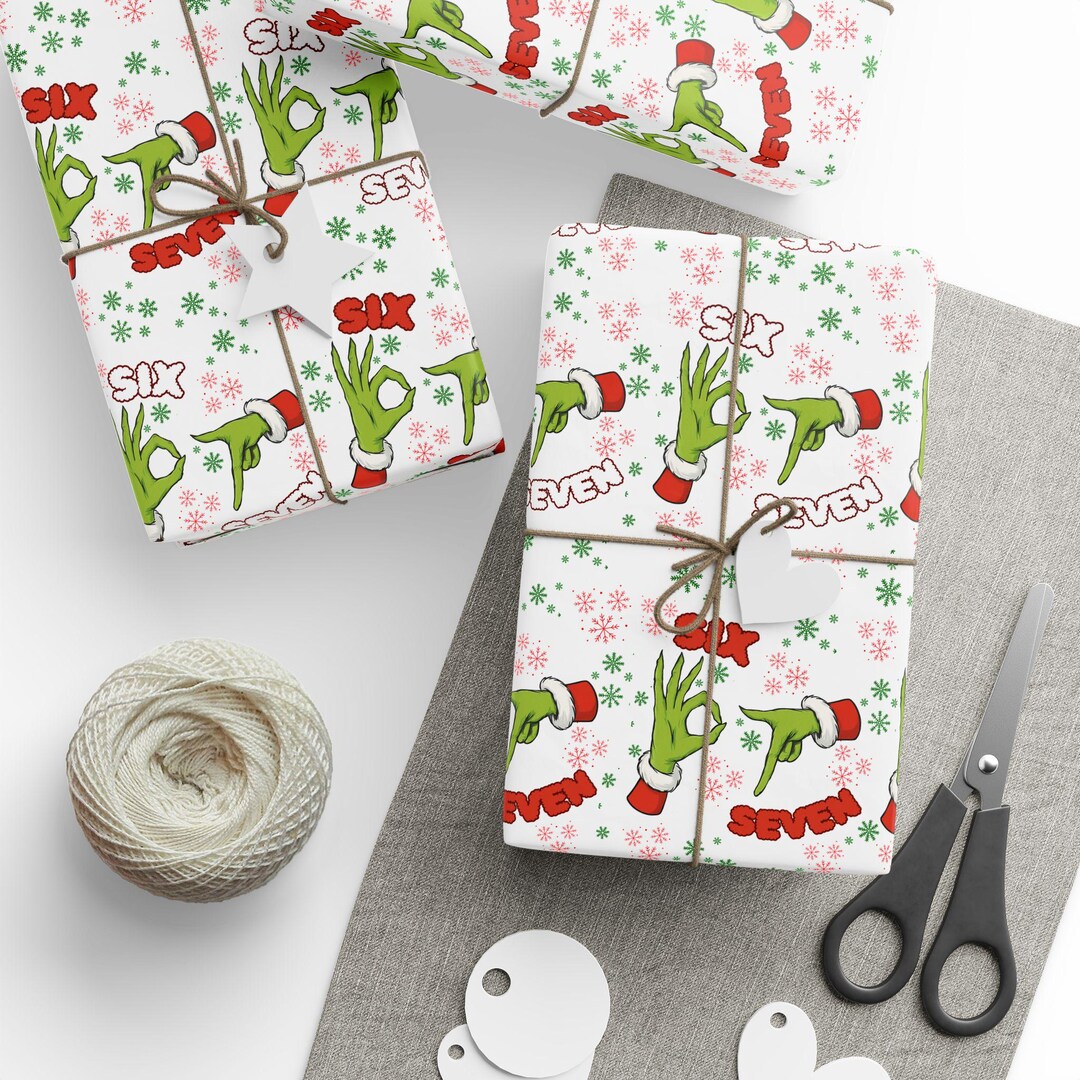 Grinch Hand 67 Christmas Pattern Wrapping Paper | Holiday Gift Wrap ...