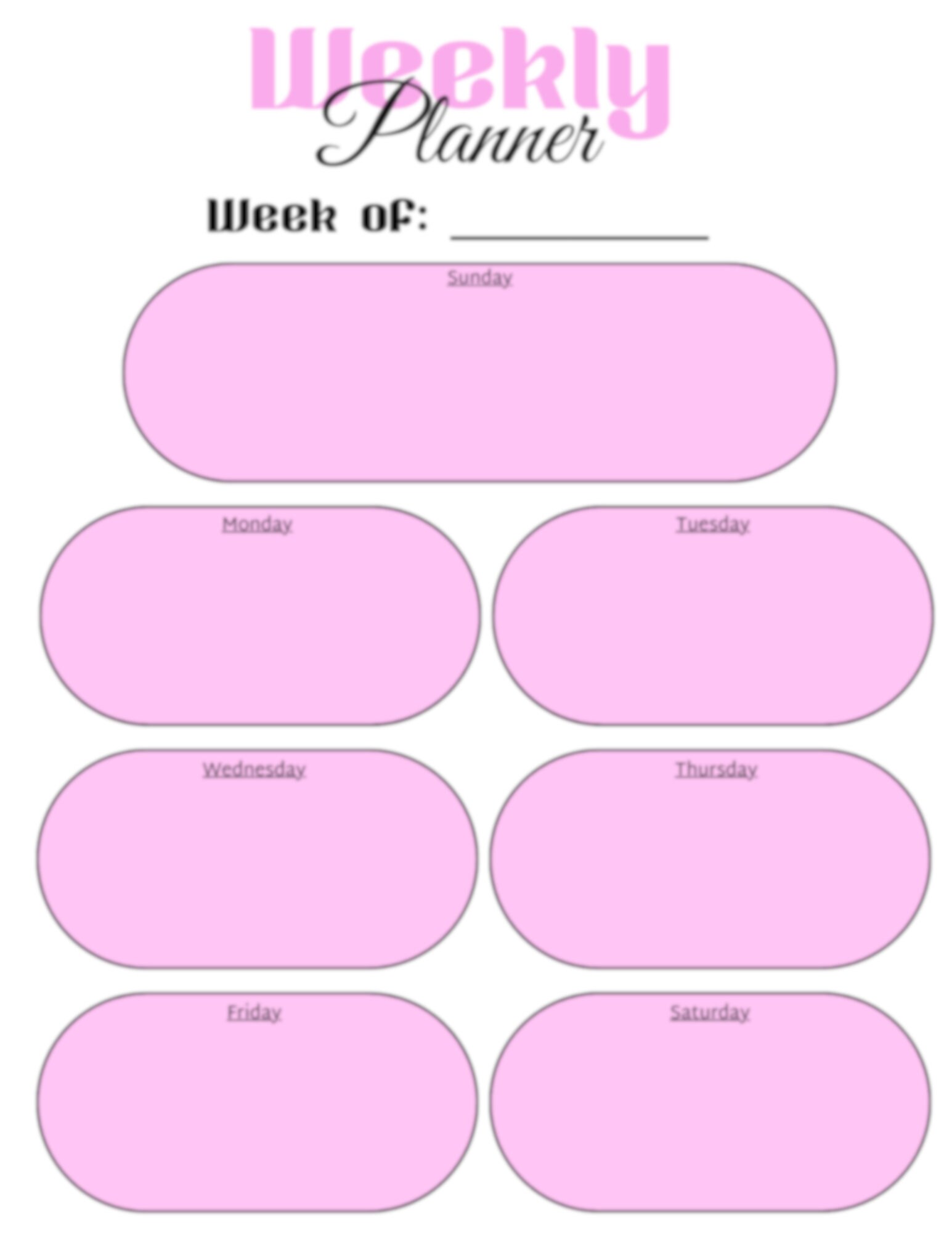 Pink Printable Weekly Planner, Digital Download, PDF - Etsy