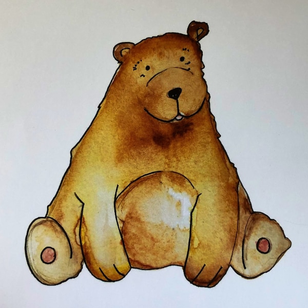 Bear Ink Drawing - Etsy UK