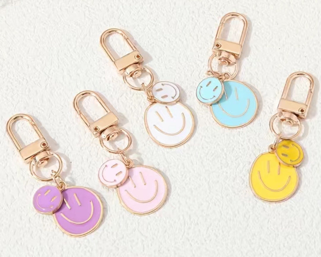 Smiley Face Keychains - Preppy Keychains - Bag Charm - Bag Keychain ...