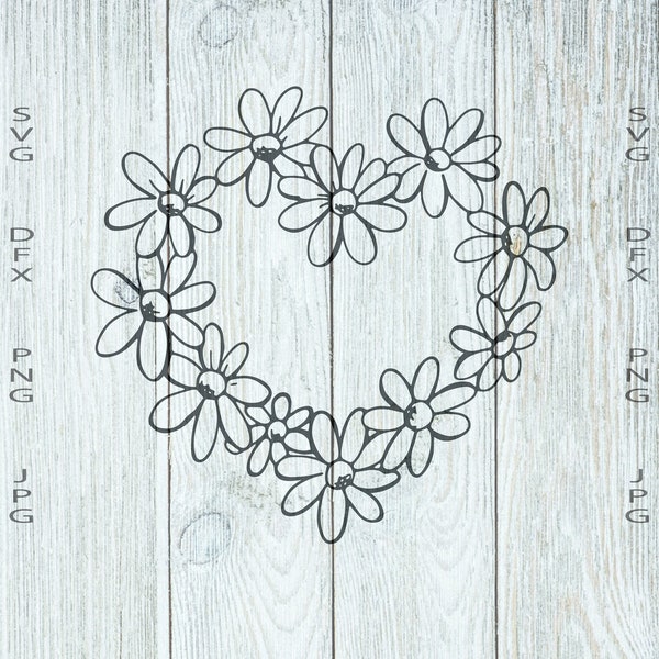 Daisy Heart Svg - Etsy