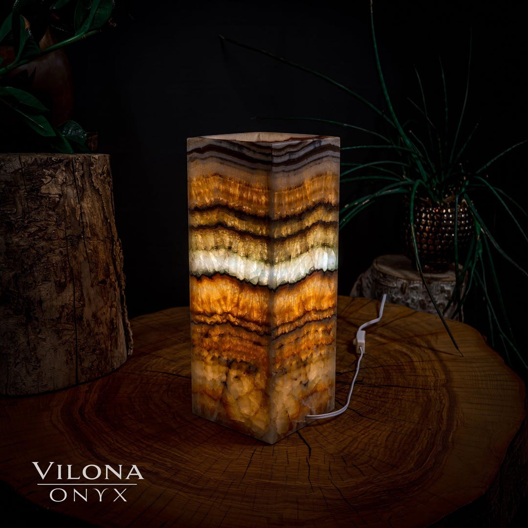 Aqua Onyx Small Square Crystal Table Lamp #49 - Etsy