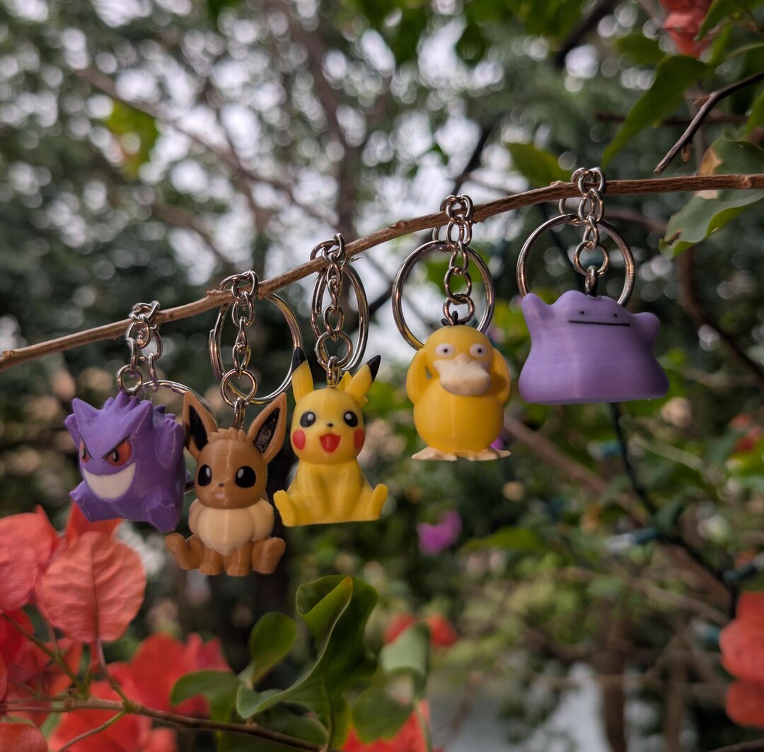Pokemon Keychains Pikachu, Eevee, Gengar, Ditto, Psyduck Cute Pokemon ...