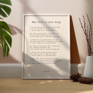 Sylvia Plath Poem Print, Mad Girl's Love Song, Poetry Art Decor - Etsy