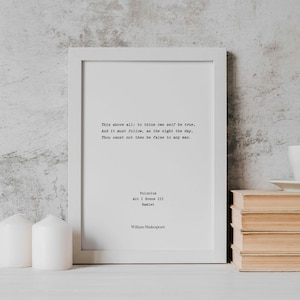Shakespeare Quote, Hamlet Wall Art, to Thine Ownself Be True - Etsy