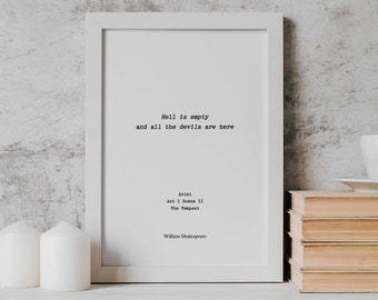 William Shakespeare Quote, Hell is Empty and All the Devils Are Here ...