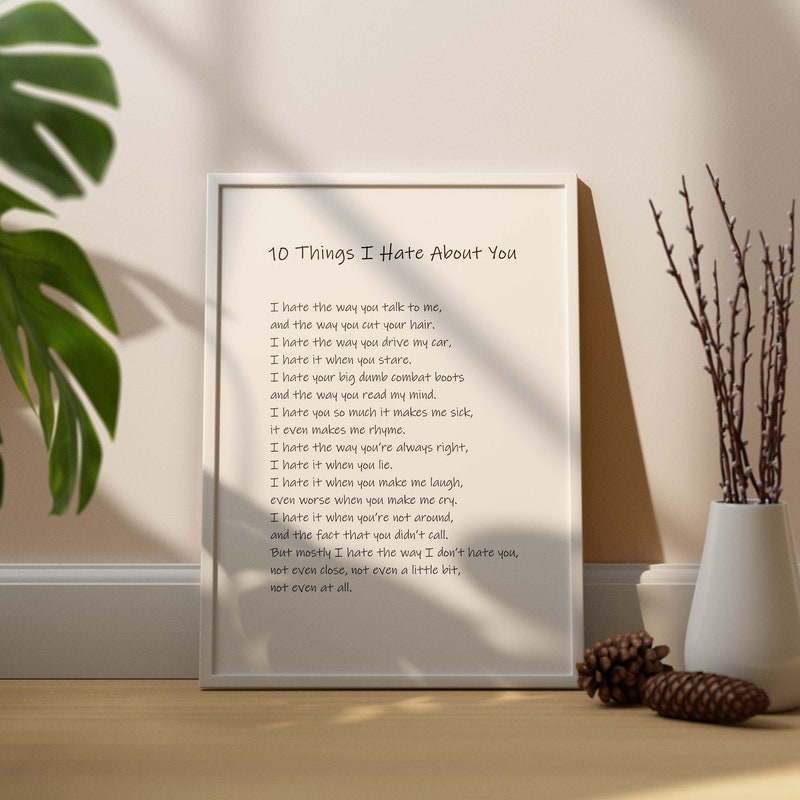 Ten Things I Hate About You Poster - Etsy