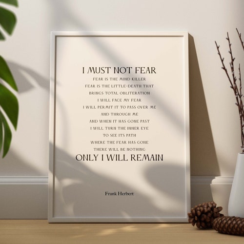 Dune / Frank Herbert / Litany Against Fear Art Print - Etsy