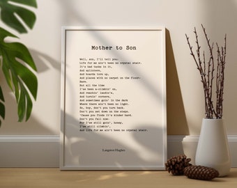 Mother to Son Poem Print by Langston Hughes Inspirational Poetry Print ...