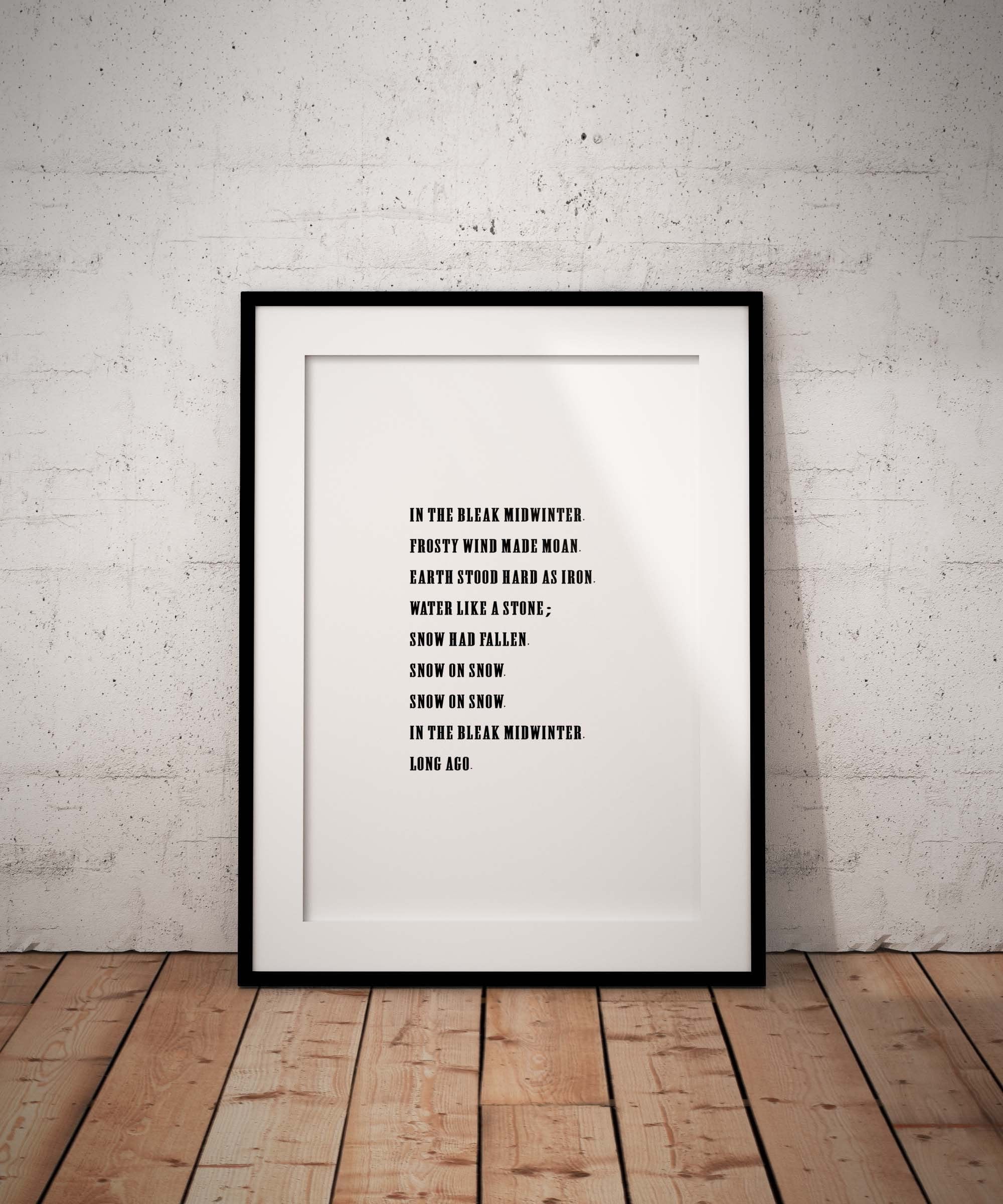In the Bleak Midwinter, Peaky Blinders Poster Print, Christina Rossetti ...