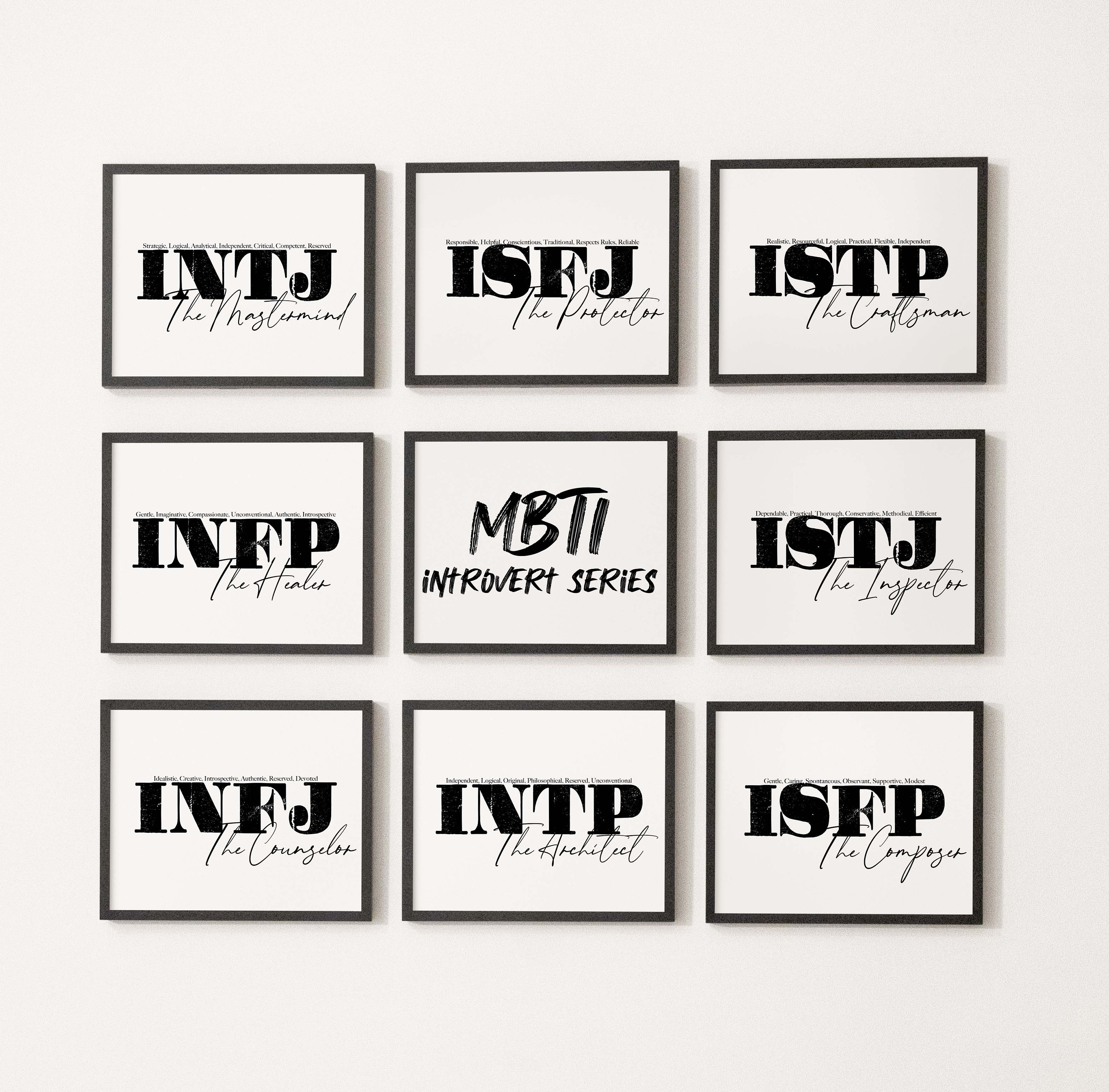 Bundle MBTI Introvert Prints, Myers Briggs Psychology Decor, MBTI Wall ...
