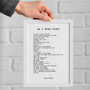 Langston Hughes Poem Print, as I Grew Older, Poetry Wall Art - Etsy
