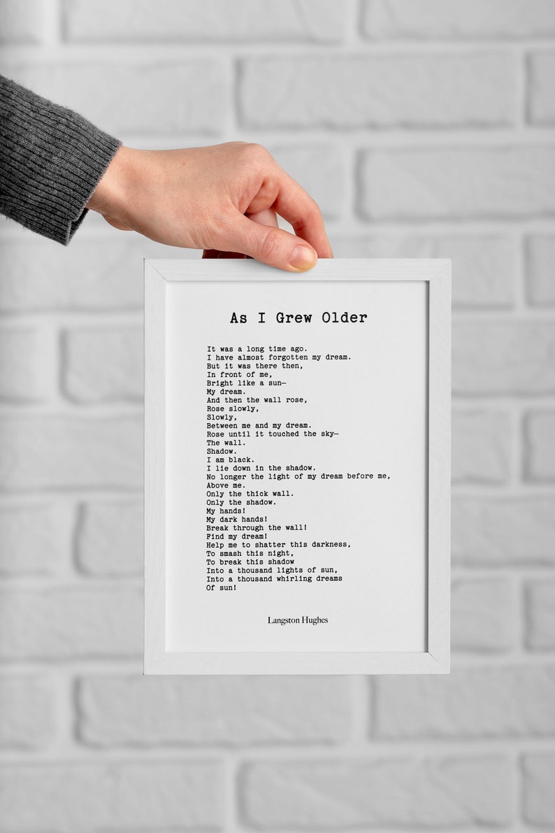 Langston Hughes Poem Print, as I Grew Older, Poetry Wall Art - Etsy