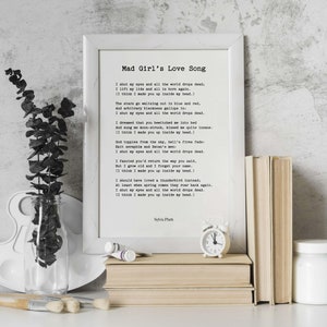 Sylvia Plath Poem Print Mad Girl's Love Song | Etsy