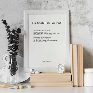 Emily Dickinson Poem Print, I'm Nobody! Who Are You? Poetry Wall Art - Etsy