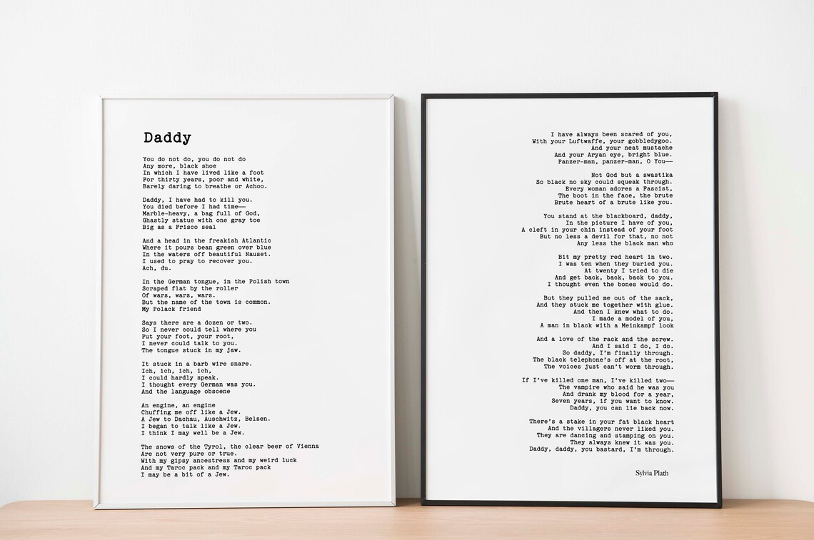 Sylvia Plath Poem Print, Daddy Set of 2, Poetry Posters - Etsy