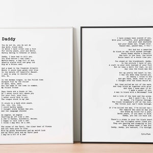 Sylvia Plath Poem Print Daddy Set of 2 Poetry Posters - Etsy