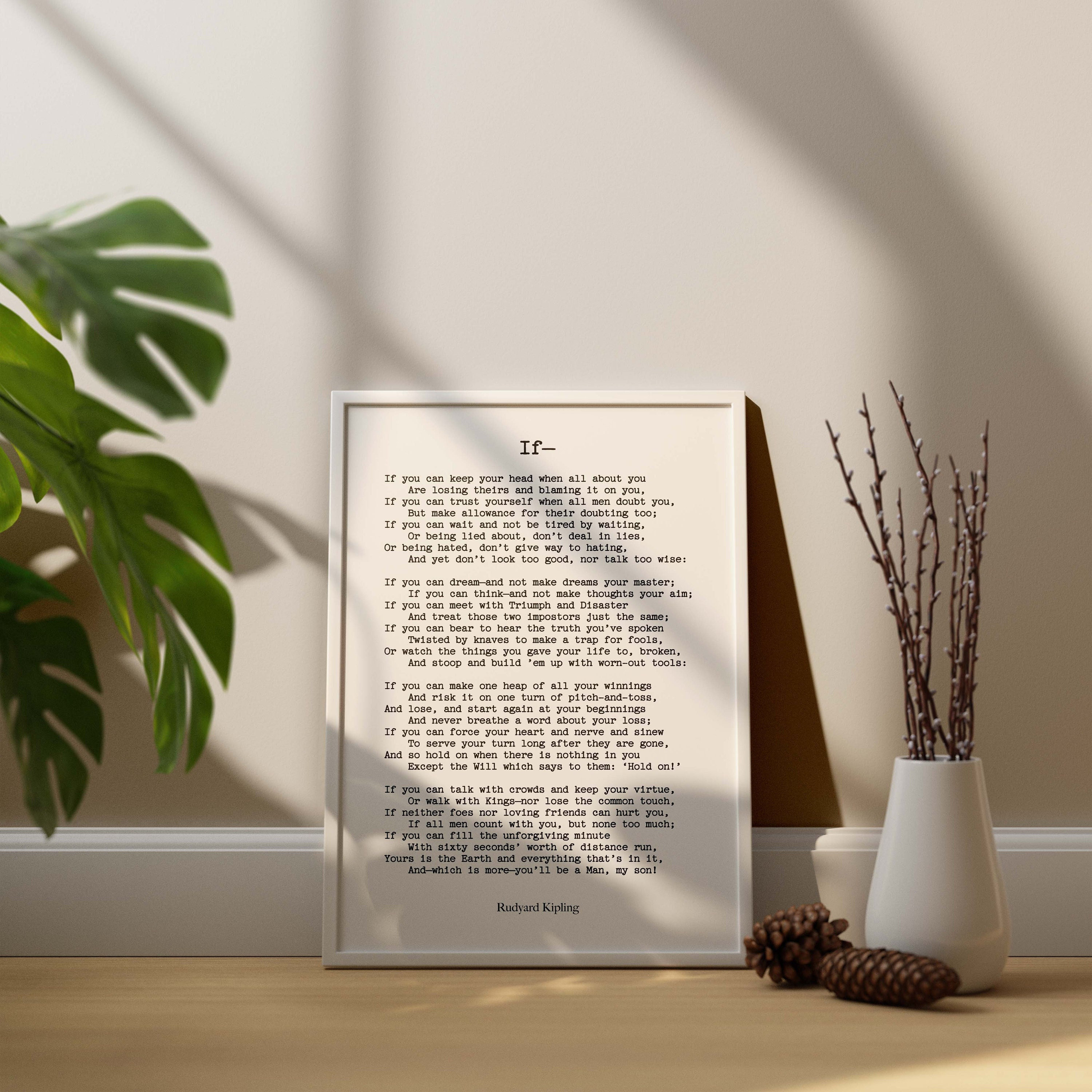 Rudyard Kipling Poem Print If If You Can Keep Your Head - Etsy