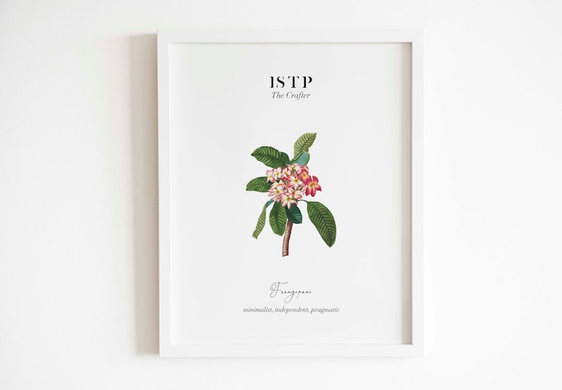 ISTP Art Print, MBTI Gifts, Frangipani Art Print, Vintage Floral Print ...
