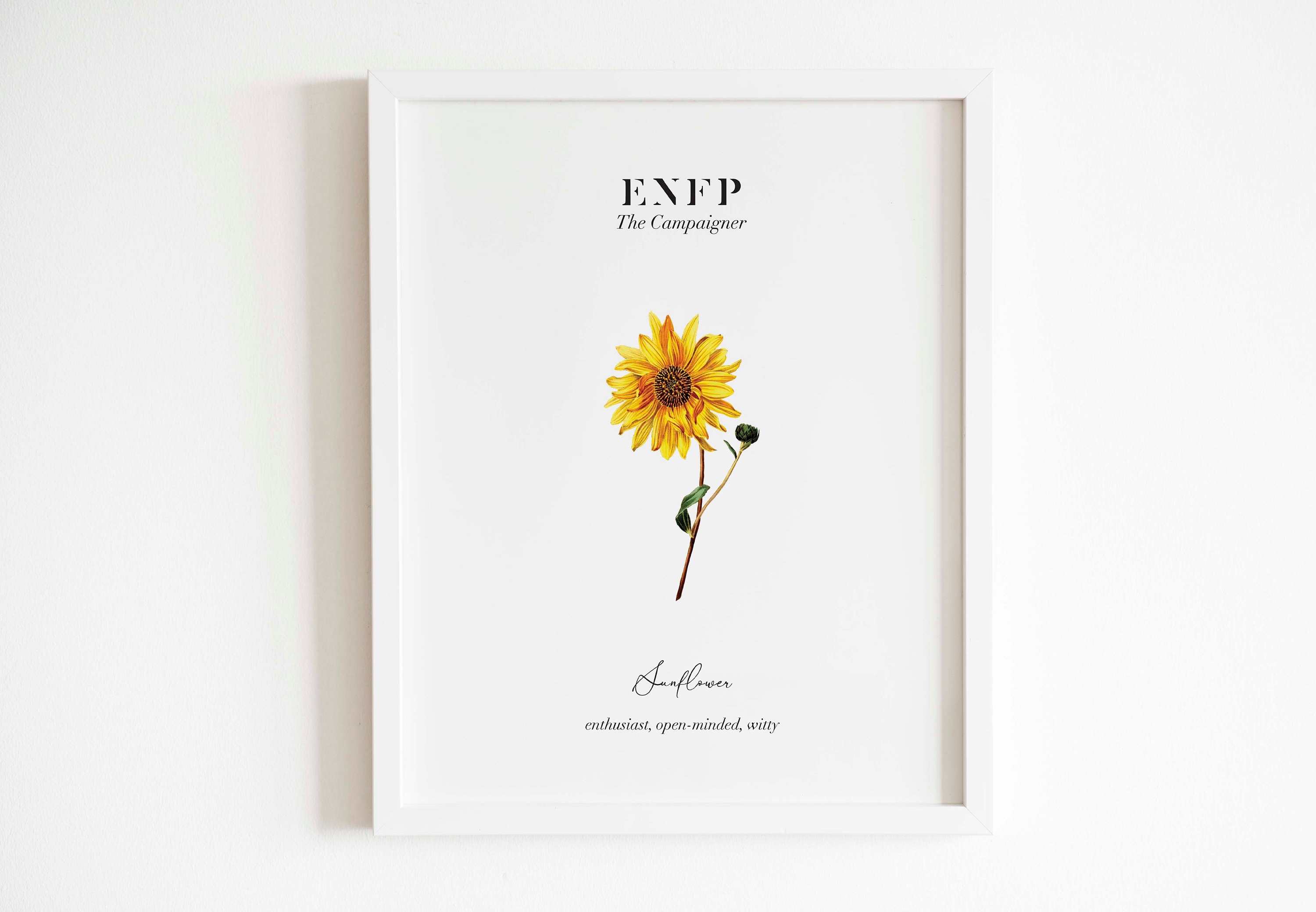 ENFP Art Print, MBTI Gift, Sunflower Art Print, Vintage Decor, ENFP ...