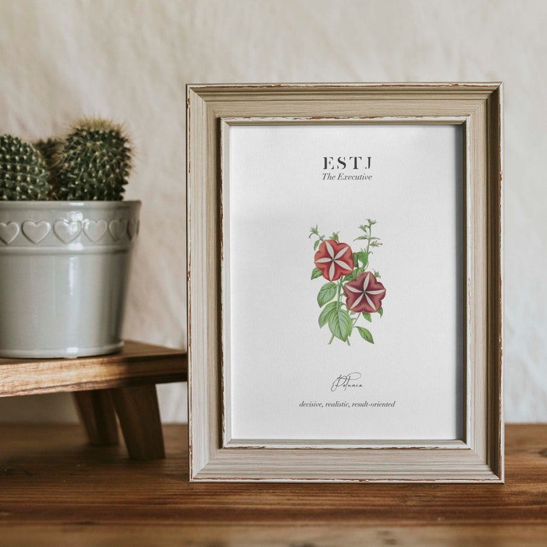 ESTJ Art Print, MBTI Gifts, Petunia Flower Art Print, Vintage Floral ...