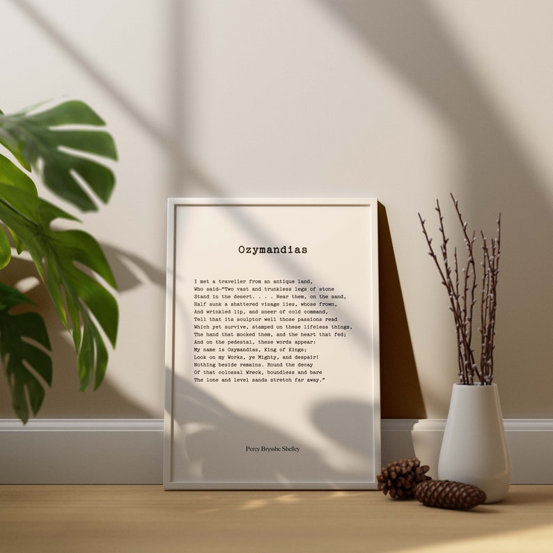 Percy Bysshe Shelley Poem Print, Ozymandias, Poetry Wall Art - Etsy