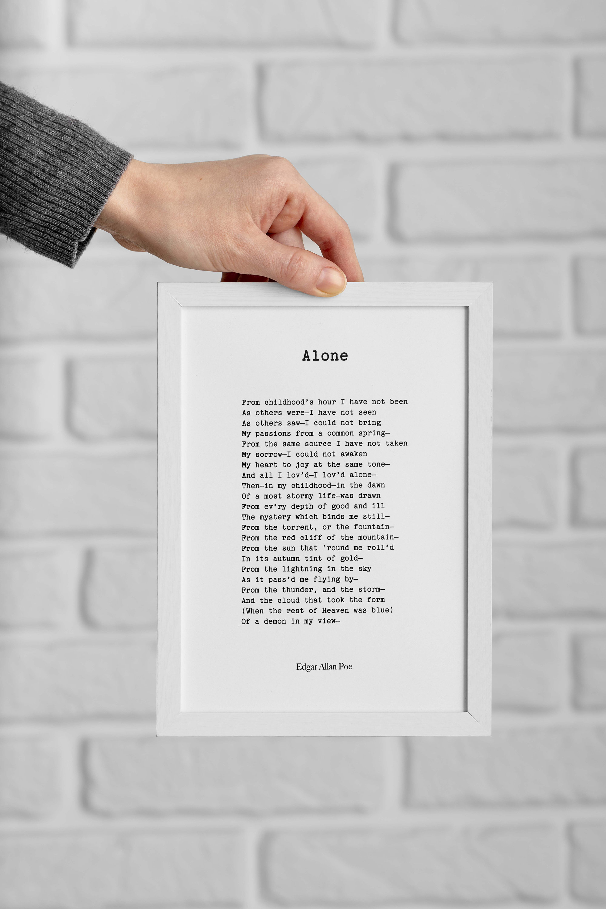 Edgar Allan Poe Poem Print, Alone, Loneliness Quote, Poetry Wall Art - Etsy
