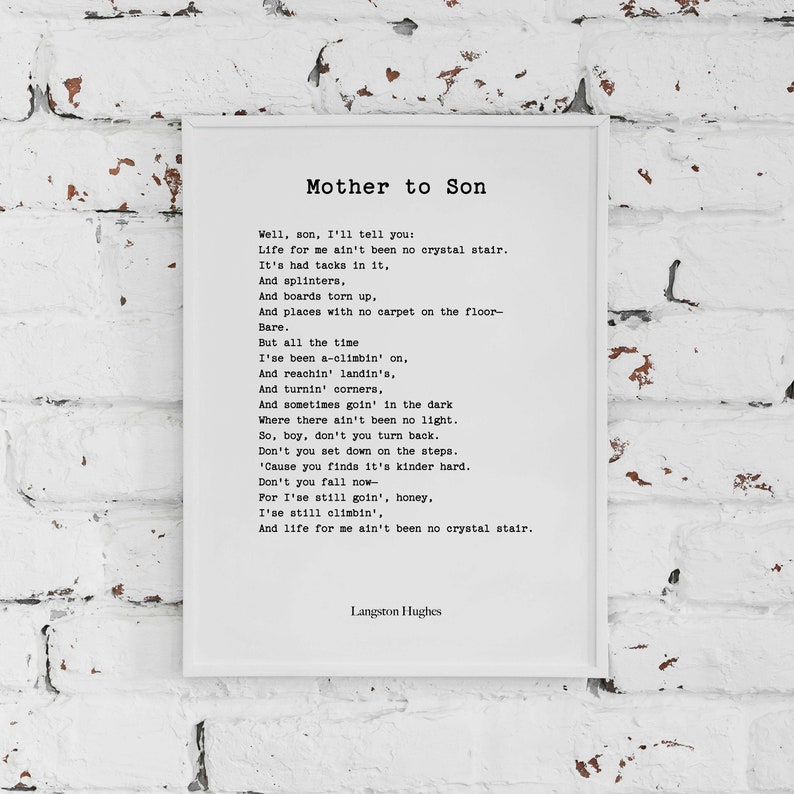 Langston Hughes Poem Print, Mother to Son, Poetry Gifts for Son - Etsy