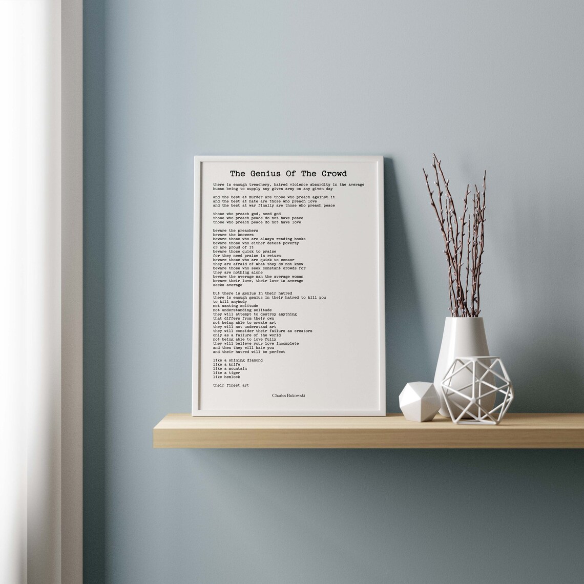 Charles Bukowski Poem Print: the Genius of the Crowd (digital Download ...
