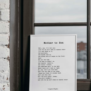 Langston Hughes Poem Print, Mother to Son, Poetry Gifts for Son - Etsy