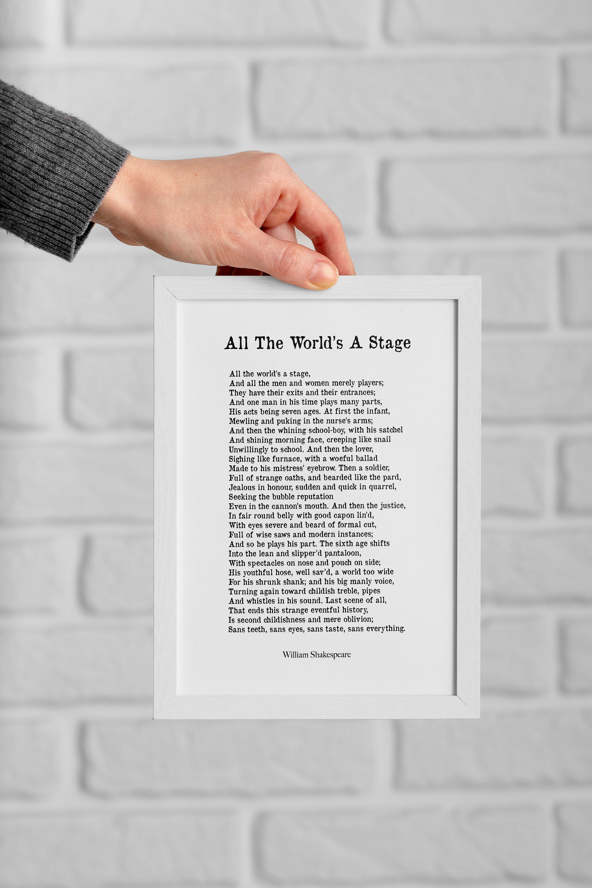 William Shakespeare Poem Print, All the World's a Stage, Drama Play ...