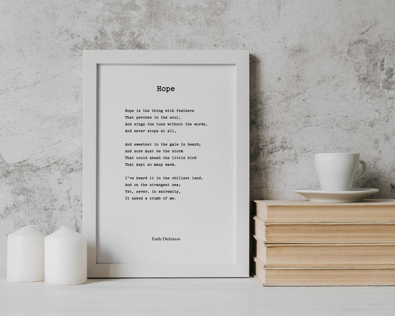 Emily Dickinson Poem Print Hope is the Thing With Feather | Etsy